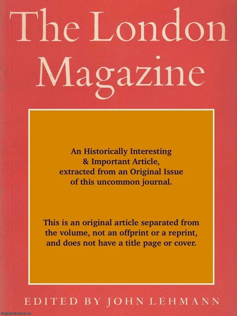 RICHARD RIVE: A Memoir. An Original Article From The London Magazine ...