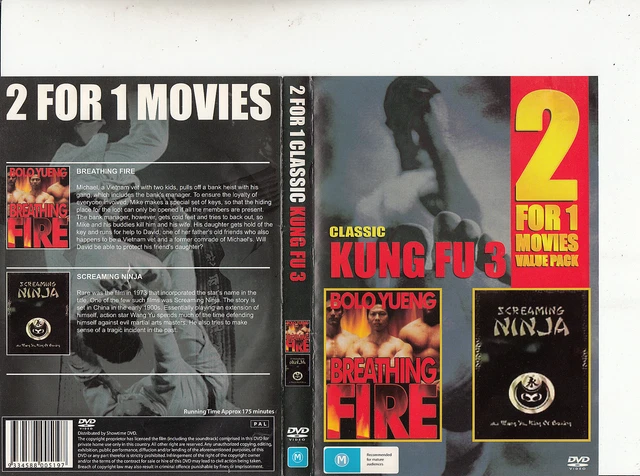 BREATHING FIRE-1991-BOLO YUENG/SCREAMING Ninja-1973-2 Movie-DVD $29.95 ...