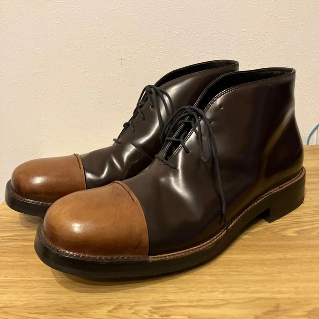 PRADA BROWN LEATHER Half-Boots Men's Size 9 Fall 2016 062832d £384.67 ...
