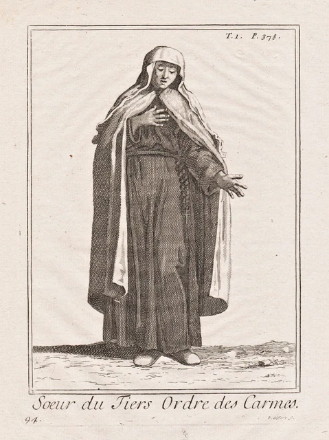 SKAPULIERBRUDERSCHAFT LAY CARMELITES Nun Suora Orden Costume Engraving ...