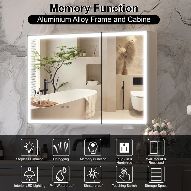 EXTRA LARGE ILLUMINATED Bathroom Mirror Wall Mounted Touch Mirror with ...