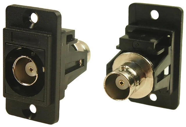 DUAL ENTRY SLIM Feedthrough Bnc Socket To Socket Panel Mount Black Csk ...