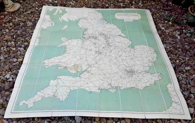 1940 CLEARING HOUSE MAP Official Railway Map Of England & Wales 52" x ...