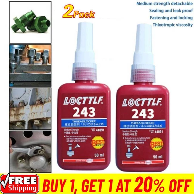 2PACK LOCTITE243 THREADLOCKER Blue Bolt Blue Liquid Lock Tight Medium ...