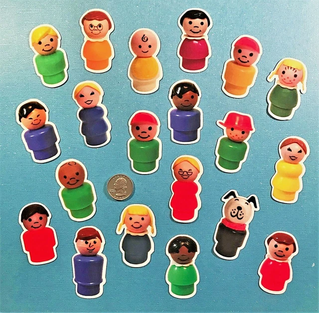 VINTAGE FISHER PRICE Little People Figures STICKERS SET Play Teacher ...