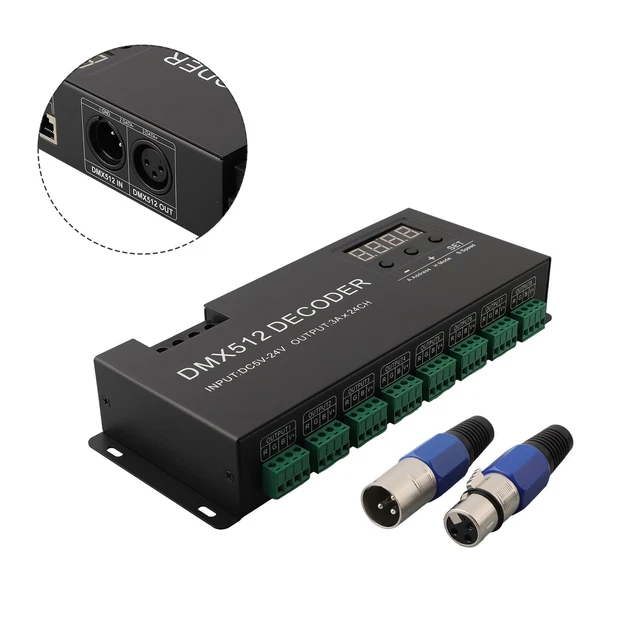 24 CHANNEL DMX Decoder with Dimming Driver Digital Display and RGBW ...