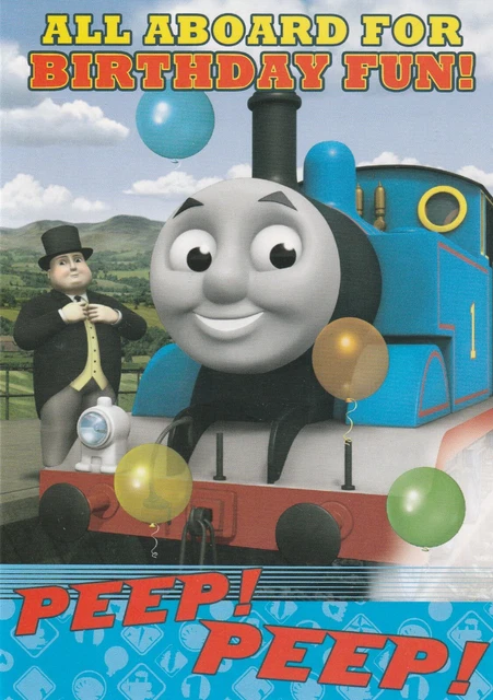 THOMAS THE TANK Engine All Aboard For Birthday Fun! Peep! Peep! Birthday card £1.25 - PicClick UK