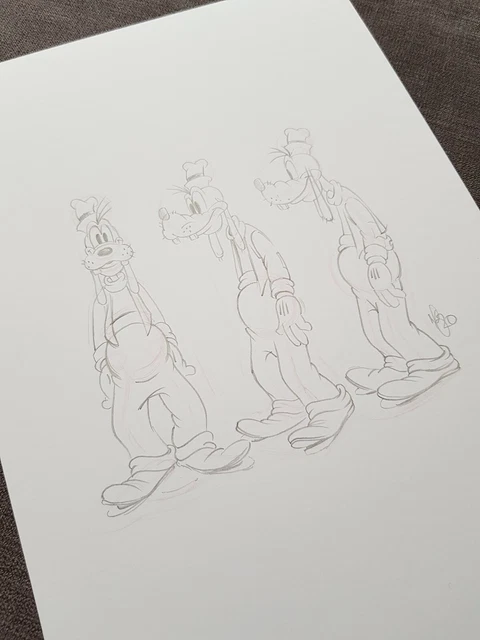 DISNEY GOOFY SKETCH Construction Model Pencil Drawing Original Art ...