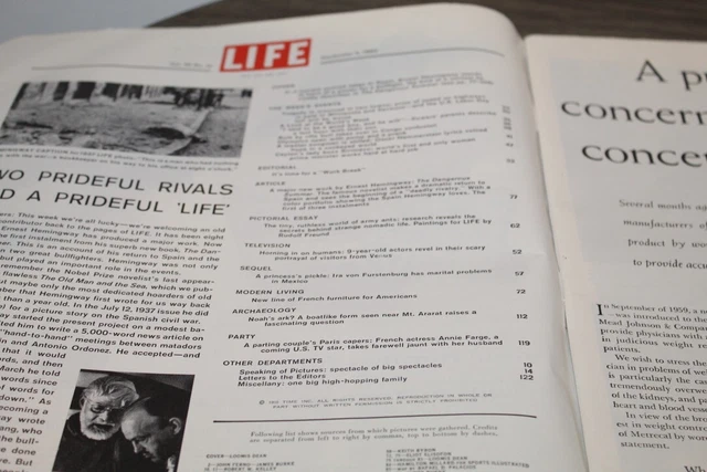 VTG LIFE MAGAZINE SEPTEMBER 5, 1960 Noah's Ark? GREAT PHOTOS! £7.88 ...