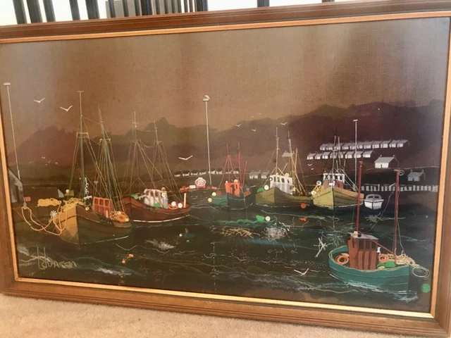 VINTAGE 1970S COLLAGE Art Picture "Mallaig" by L. Duncan £80.00 ...