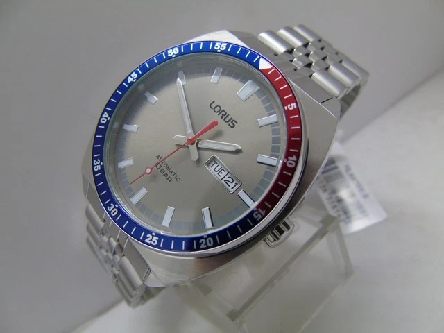 LORUS BY SEIKO MENS AUTOMATIC WATCH *BRAND NEW IN BOX* PEPSI BEZEL* DAY ...