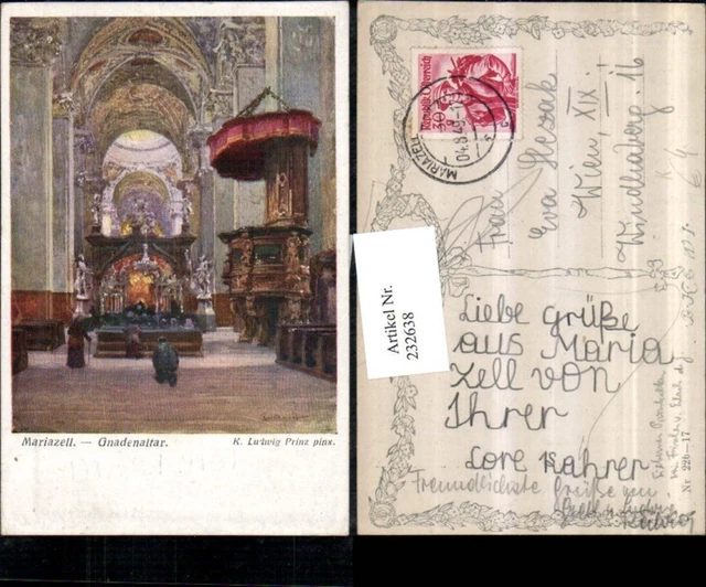 232638,KÜNSTLER AK K. Ludwig Prinz Mariazell Gnadenaltar Kirche Innenansicht Kan EUR 4,00 ...