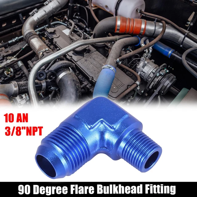 AN10 90 DEGREE Male to 3/8" NPT Male Car Flare Bulkhead Fitting Adaptor Blue £8.49 - PicClick UK