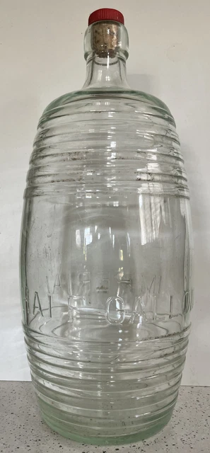 VINTAGE AUSTRALIAN BOTTLE Glass Imperial Half Gallon Ribbed Flagon $11. ...