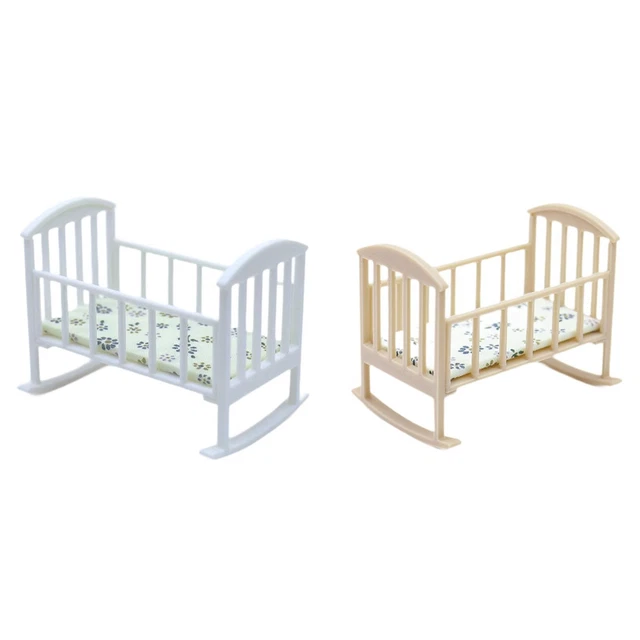 DOLLHOUSE BABY CRIB Miniature Doll Cradle Accessories Model Dolls House ...