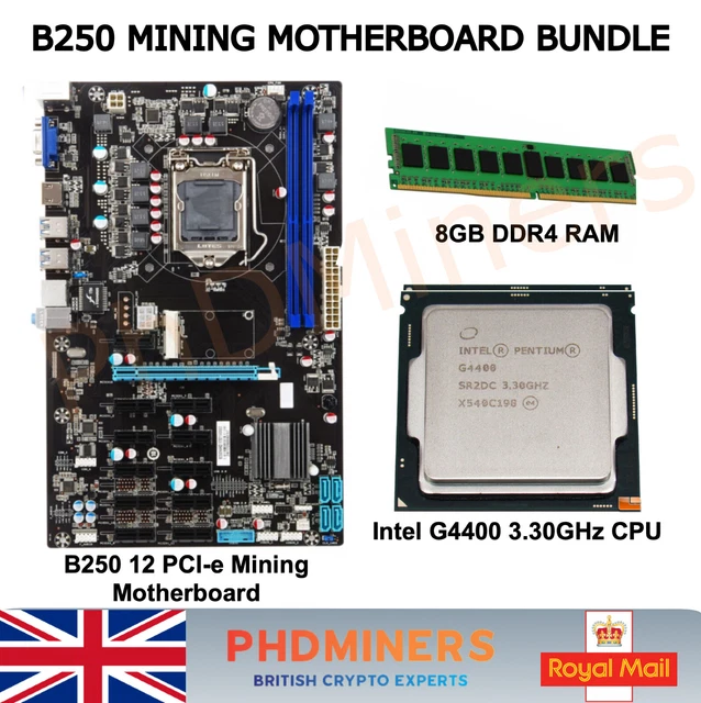 B250 BTC 12 GPU Mining Motherboard + INTEL CPU + 8GB RAM LGA1151 Crypto ...