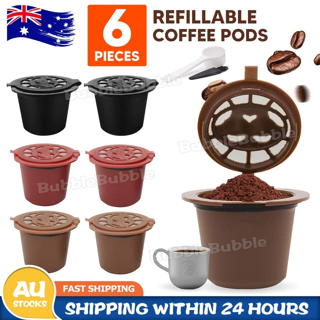 6X REFILLABLE REUSABLE Coffee Filter Capsule Pods For Nespresso Maker ...