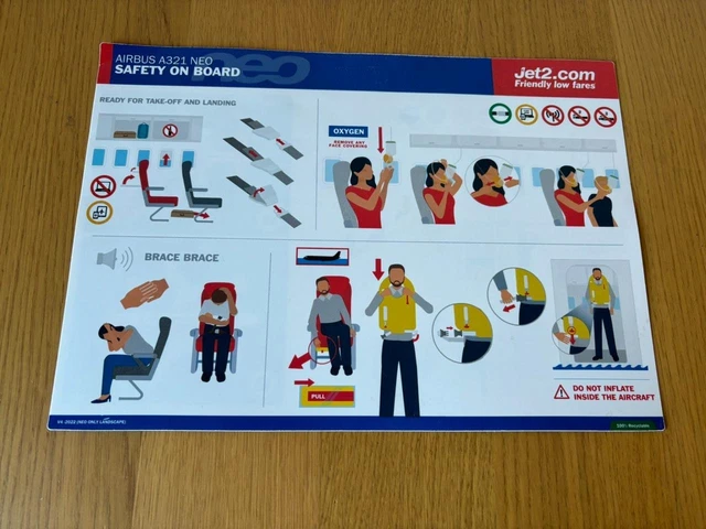 JET2.COM AIRBUS A321 Neo Safety Card £11.50 - PicClick UK