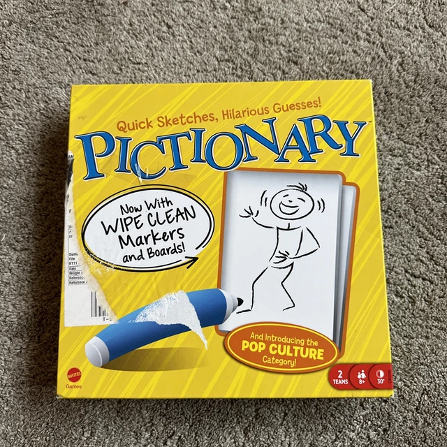 MATTEL GAMES PICTIONARY Drawing Board Game for Family Kids with Dry ...