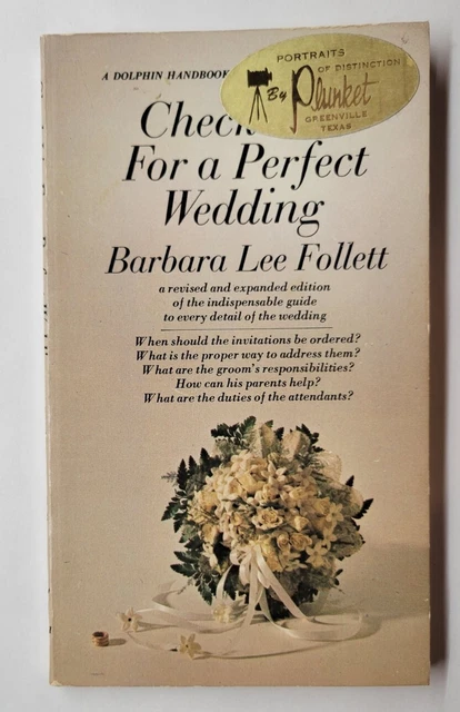 CHECK LIST FOR a Perfect Wedding Barbara Follett 1967 Paperback EUR 8 ...