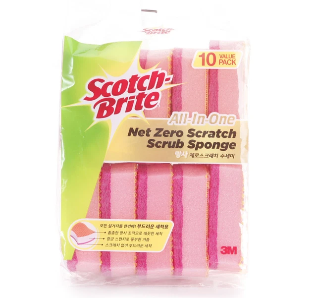 3M SCOTCH-BRITE ALL In One NET Zero Scratch Scrub Sponge 10 pezzi Made ...