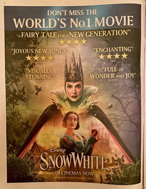 SNOW WHITE WALT Disney Movie Film Rachel Zegler Newspaper Ad Poster ...