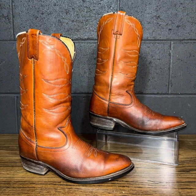 VINTAGE LAREDO COWBOY Boots Tan Leather Made In USA Men’s 9.5 D Western ...