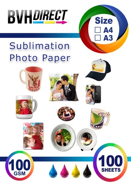 100 A4, A3, pre-cut mug 24 x 10cm sublimation paper for sub press heat transfer £10.99 - PicClick UK