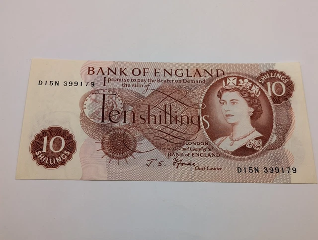 BANK OF ENGLAND 10 Shilling Note UNC/AUNC Serial Number: D15N British ...