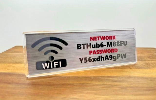 FREE WIFI PLAQUE Personalised Acrylic Sign - Your Network Password ...