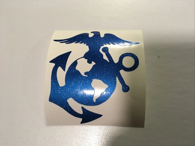 BLUE METALLIC SPARKLE Marine Corps USMC EGA Vinyl Sticker Car Truck ...