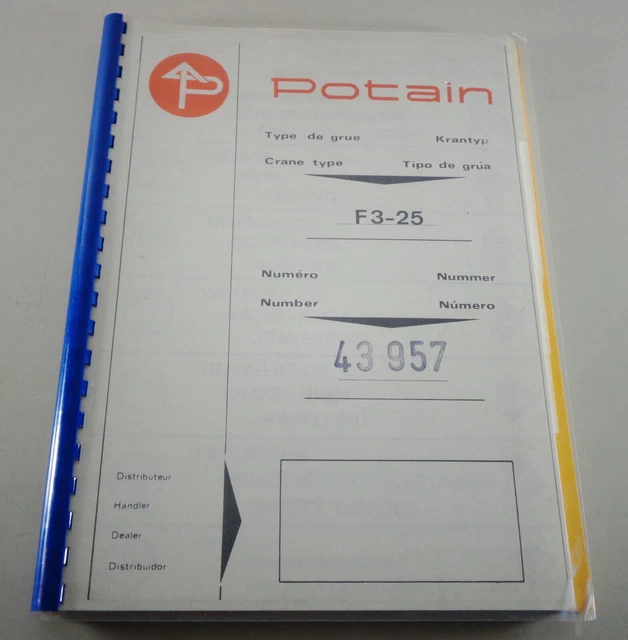 MODE D 'EM Ploi / Fonctionnement Instructions Potain F3-25 Grue EUR 78 ...