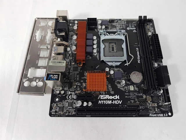 ASROCK H110M-HDV SOCKET LGA1151 DDR4 MicroATX Desktop Motherboard w I/O Shield £29.99 - PicClick UK