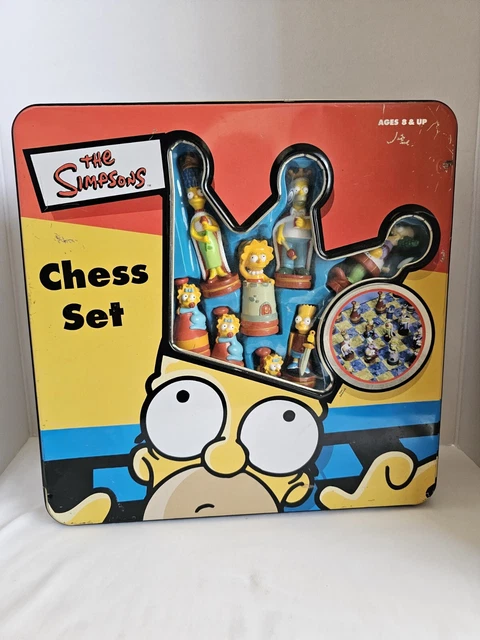 THE SIMPSONS 1998 Vintage Chess Set In Tin Collectors Box 100% official ...