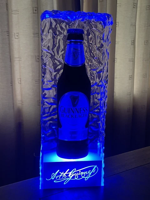 GUINNESS BLACK LAGER Light Up Sign *Ultra Rare* New Old Stock Bottle ...