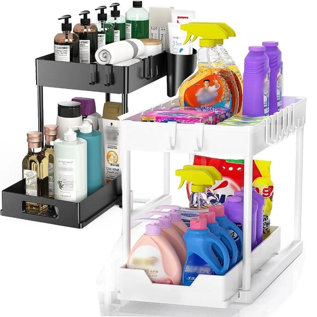 MULTI-PURPOSE UNDER SINK Organizers Heavy Load Sliding Cabinet Shelves ...