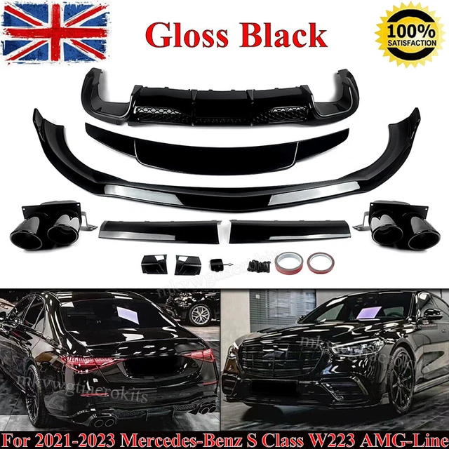 BS-STYLE AERO BODY Kits Front Splitter Rear Diffuser For Mercedes S ...