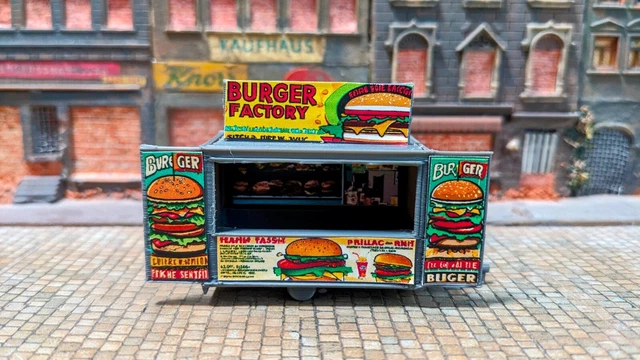 FAIR BOOTH &BURGER Factory" Food Truck for Fairground Carnival H0 Kit 1 ...