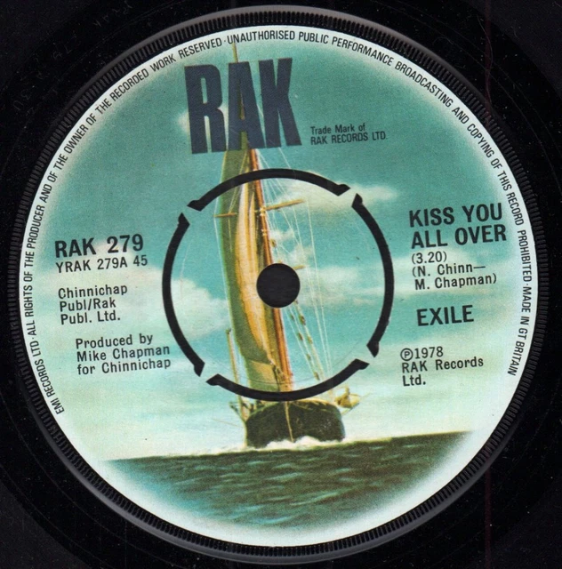 EXILE (70'S POP Group) Kiss You All Over 7" vinyl UK Rak 1978 4 prong ...