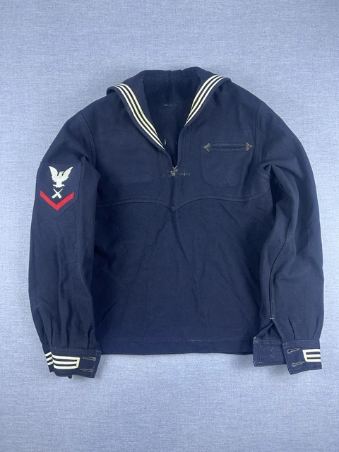 VINTAGE US NAVY Sailor Crackerjack Jumper Wool Uniform Top Boatswain ...