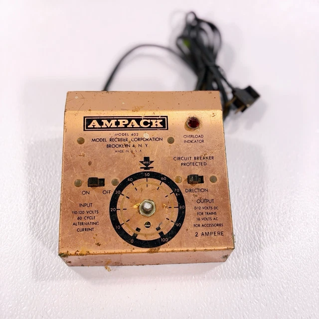 VINTAGE AMPACK TRAIN Transformer Controler Model 402 Rectifier Tested ...
