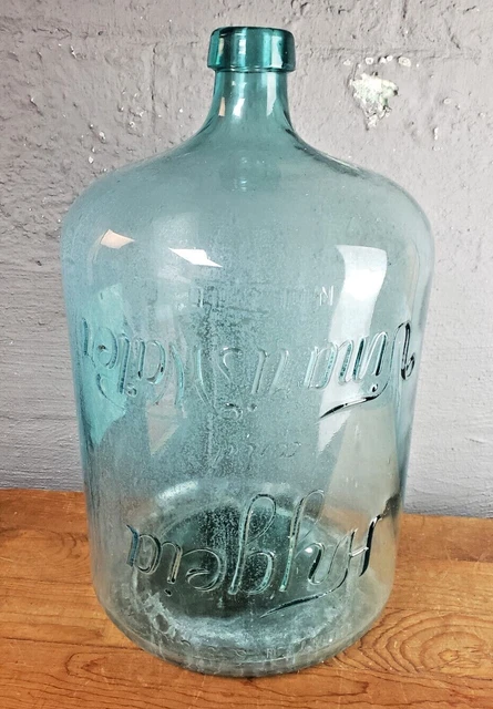 ANTIQUE AQUA 5 Gallon Carboy Demijohn HYGEIA VINARIS WATER Wine Bottle ...
