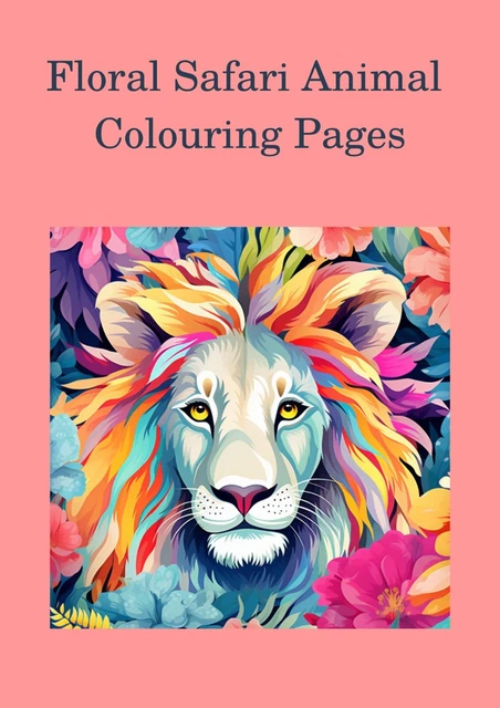 FLORAL SAFARI ANIMAL Colouring Page Bundle - 200 images £3.00 - PicClick UK