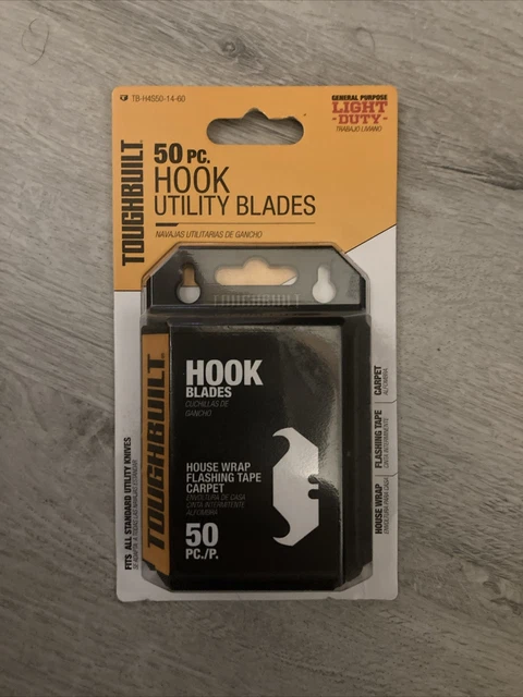 TOUGHBUILT CARBON STEEL 3/4-in Hook Utility Razor Blade(50-Pack) TB ...