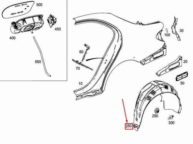 NUOVA MERCEDES-BENZ E W213 Rivestimento Parafango Interno Posteriore ...