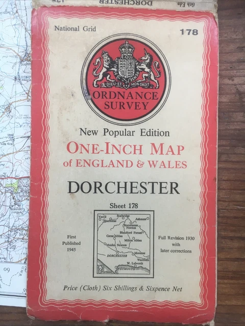 VINTAGE 1945 CLOTH backed ordnance survey map of Dorchester £5.00 ...
