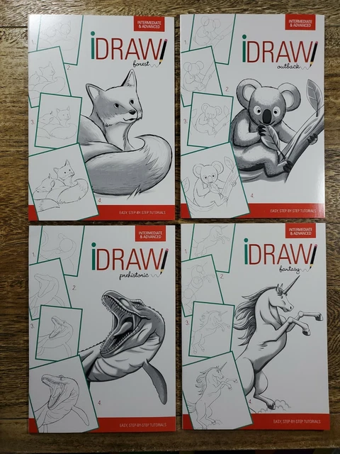 LOT COLLECTION OF 4 iDRAW INTERMEDIATE & ADVANCED TUTORIALS Unicorn Fox ...