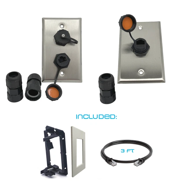 OUTDOOR ETHERNET WALL Plate Weatherproof IP67 RJ45 CAT6 Jack Bulkhead ...