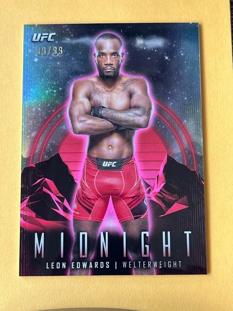 CARTA BASE PARALLELA 2024 Topps Midnight UFC LEON EDWARDS Twilight #'d ...