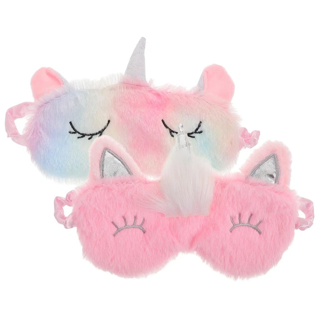 2 PCS SOFT Plush Blindfold Cute Animal Eye Cover Sleeping Mask Teens ...
